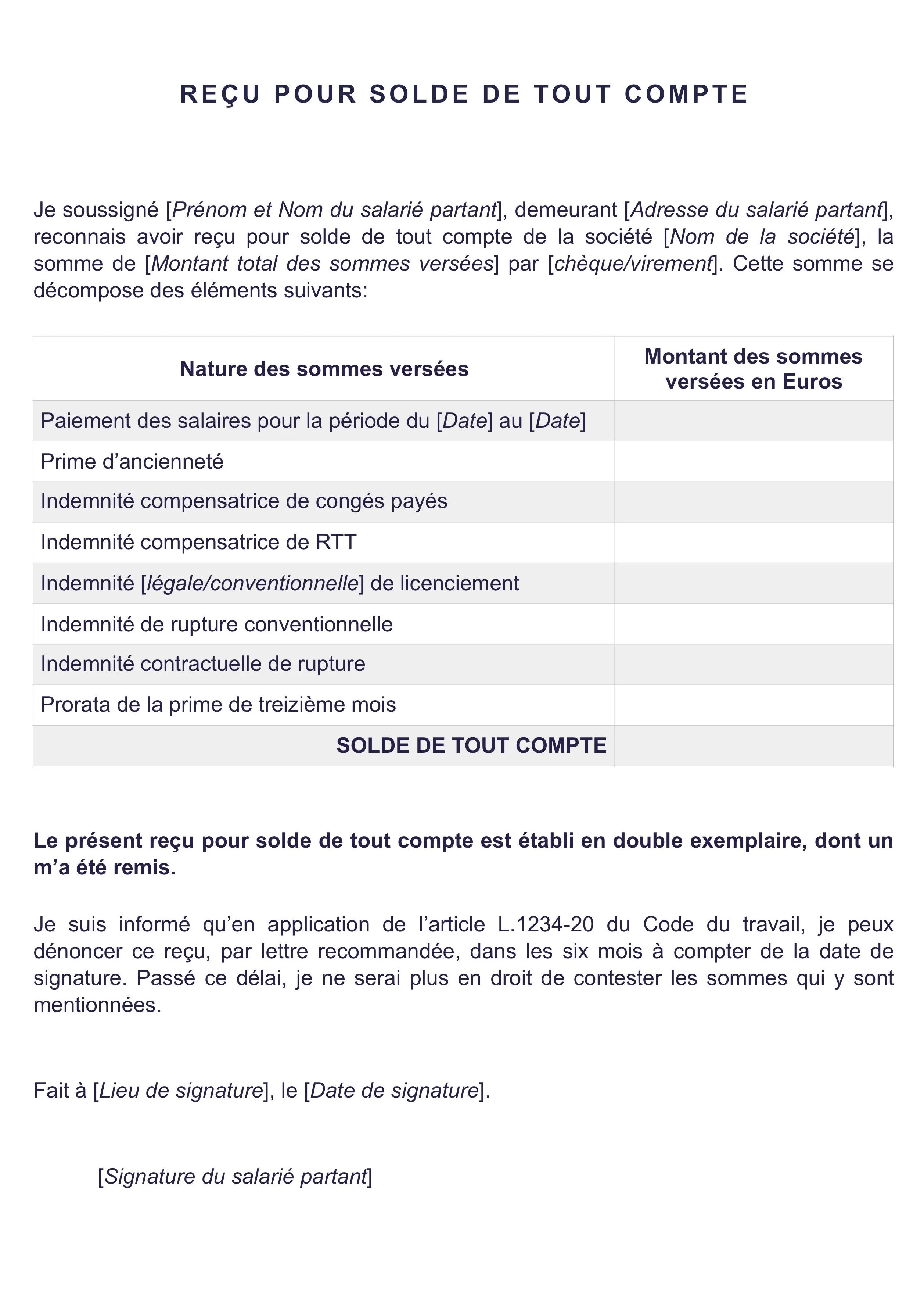 Solde de tout compte : Comment faire le calcul